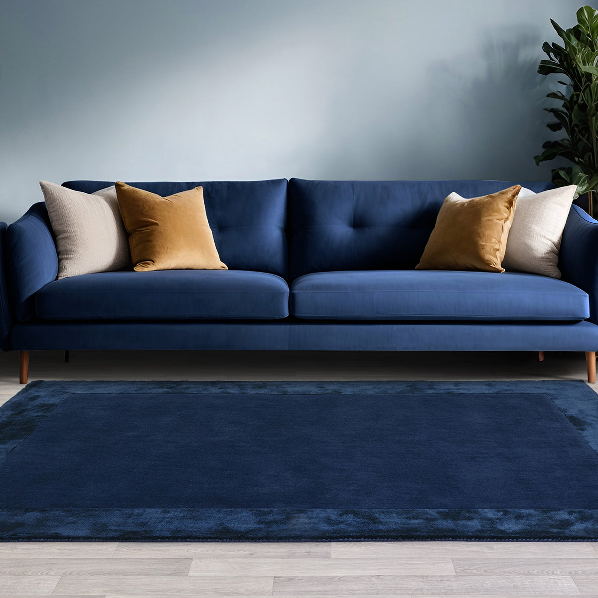 Asiatic Ascot Navy Designer Velvet Pile Rug