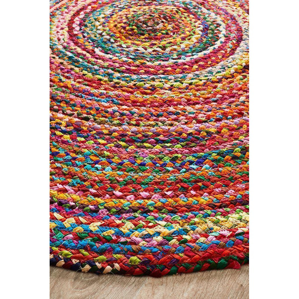 Aerin Chandra Braided Cotton Round Rug Multi