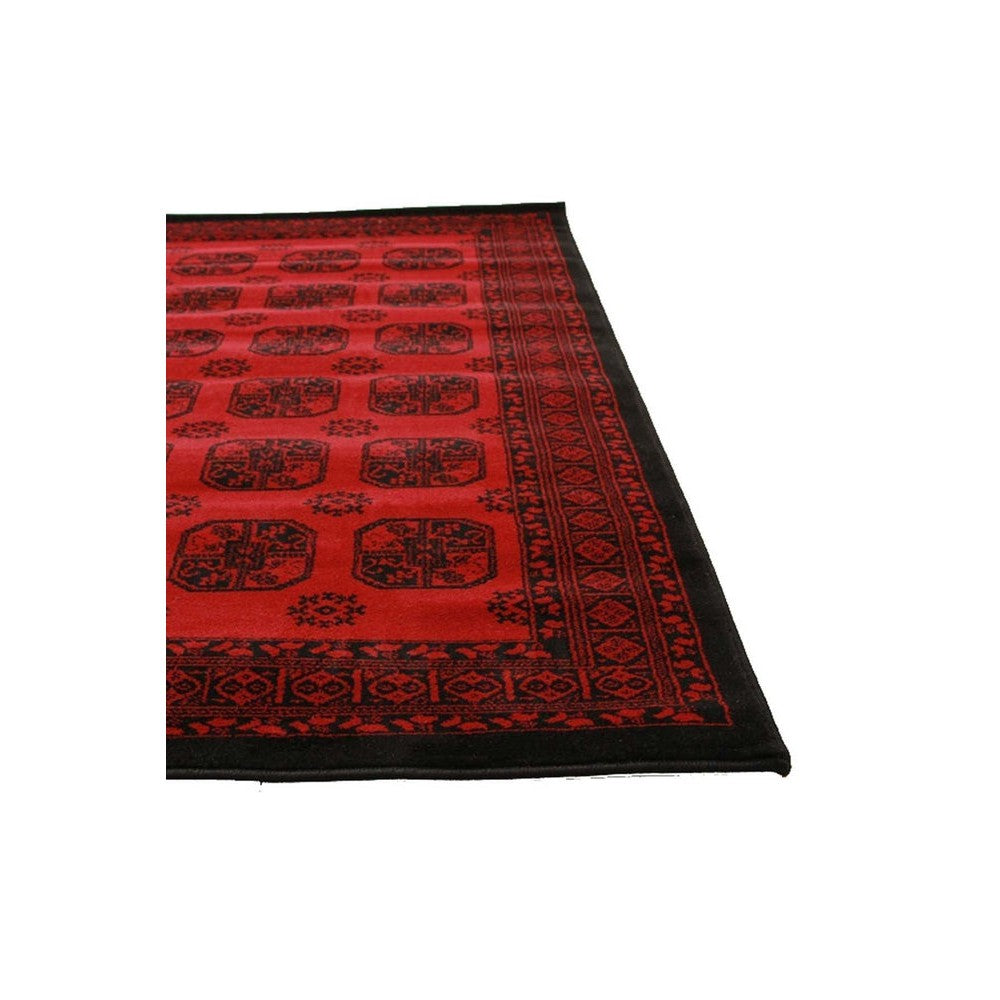 Antalya Classic Afghan Pattern Runner Rug Red
