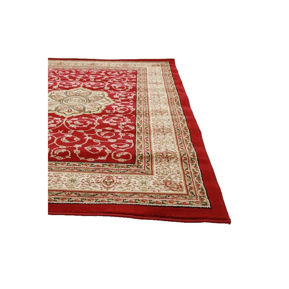Antalya Medallion Classic Pattern Runner Rug Red