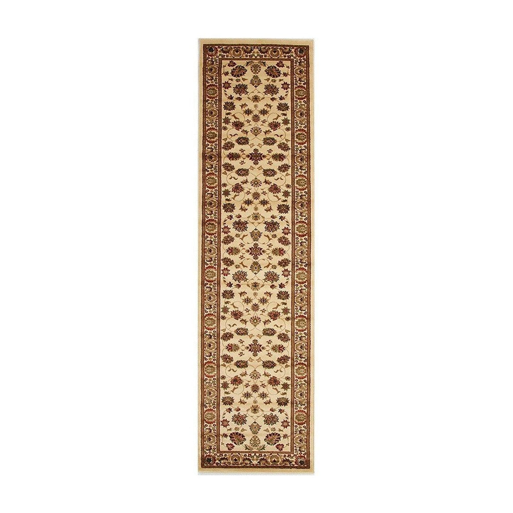 Antalya Traditional Floral Pattern Runner Rug Ivory