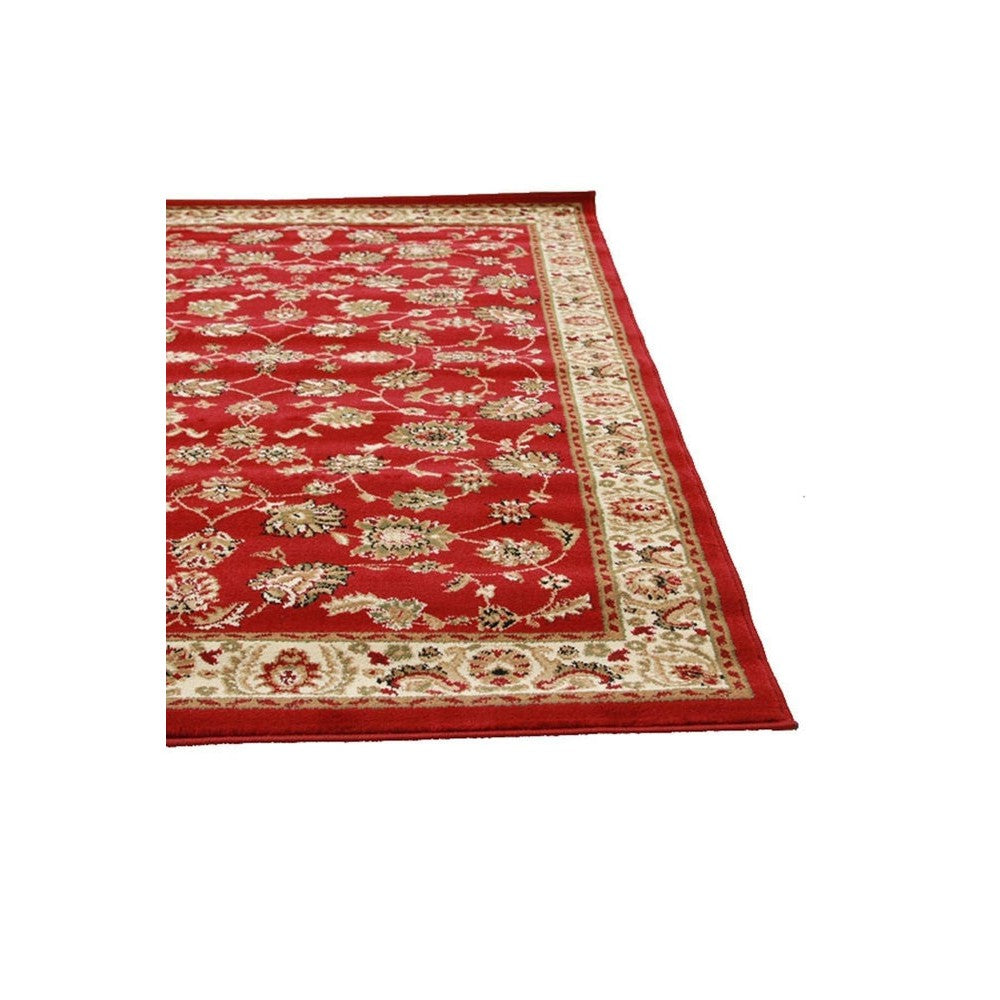 Antalya Traditional Floral Pattern Runner Rug Red