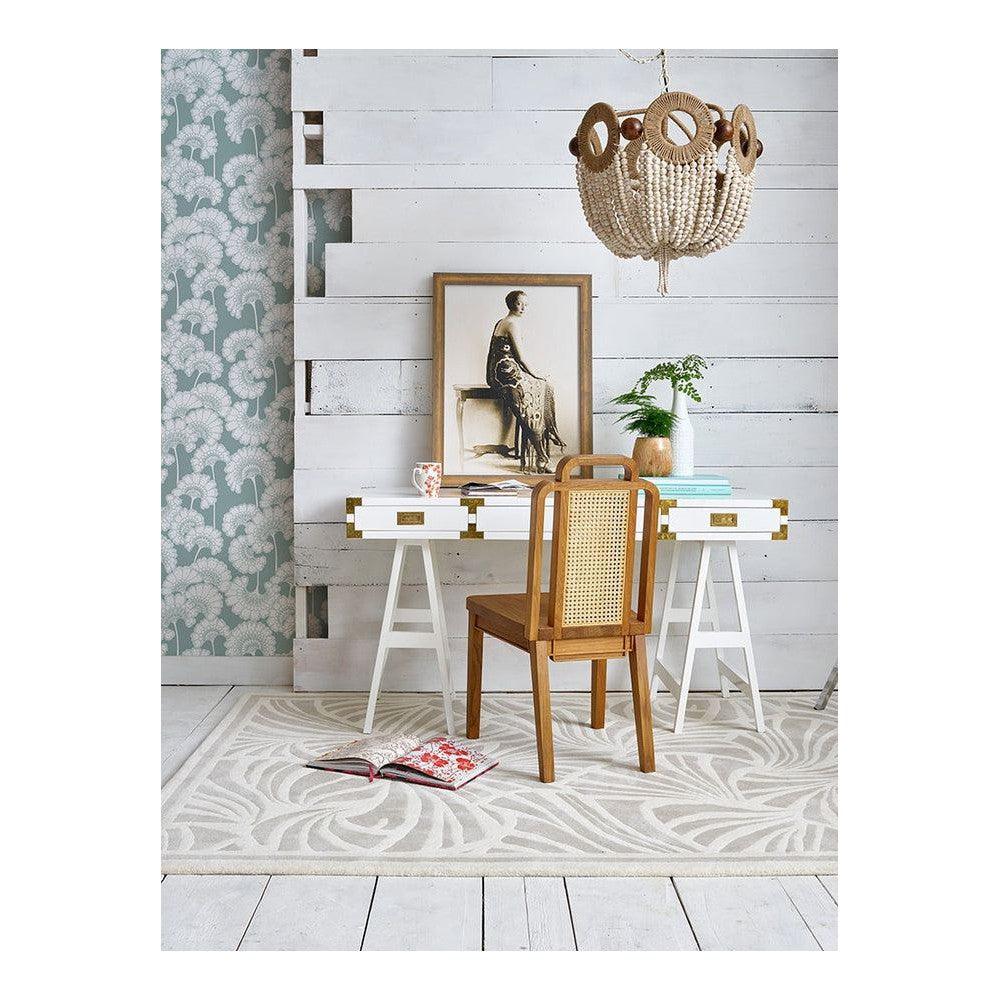 Florence Broadhurst Japanese Fans Ivory Pure Wool Designer Rug