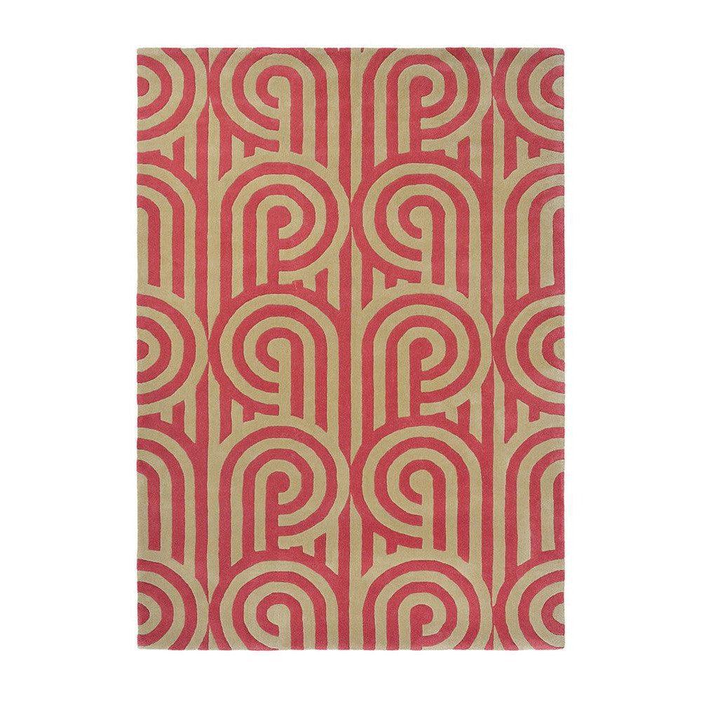 Florence Broadhurst Turnabouts Claret Pure Wool Designer Rug