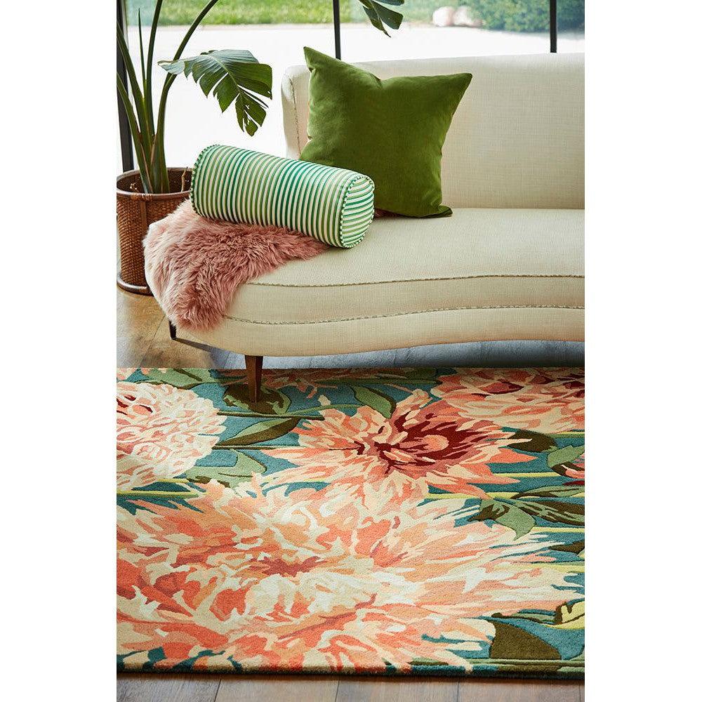 Harlequin Dahlia Coral Wilderness Pure Wool Designer Rug