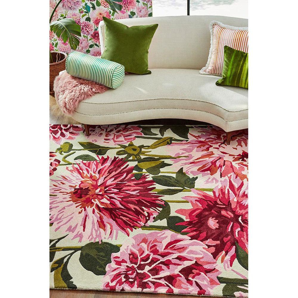 Harlequin Dahlia Fuchsia Palm Pure Wool Designer Rug