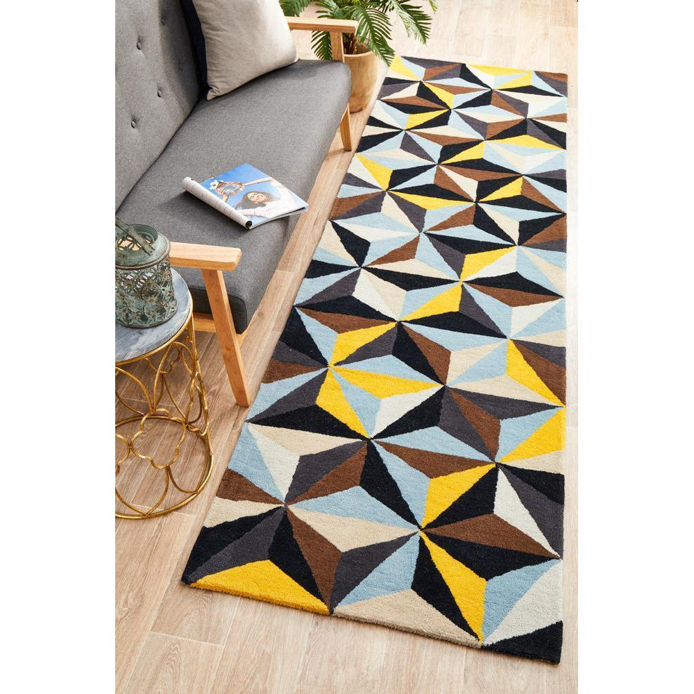 Mirta Pure Wool Blue Runner Rug