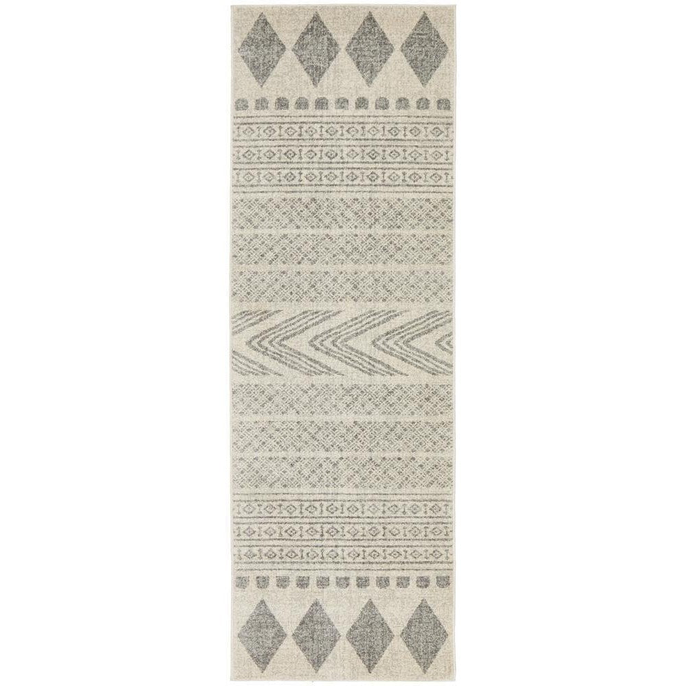 Optica Adani Modern Tribal Design Grey Runner Rug