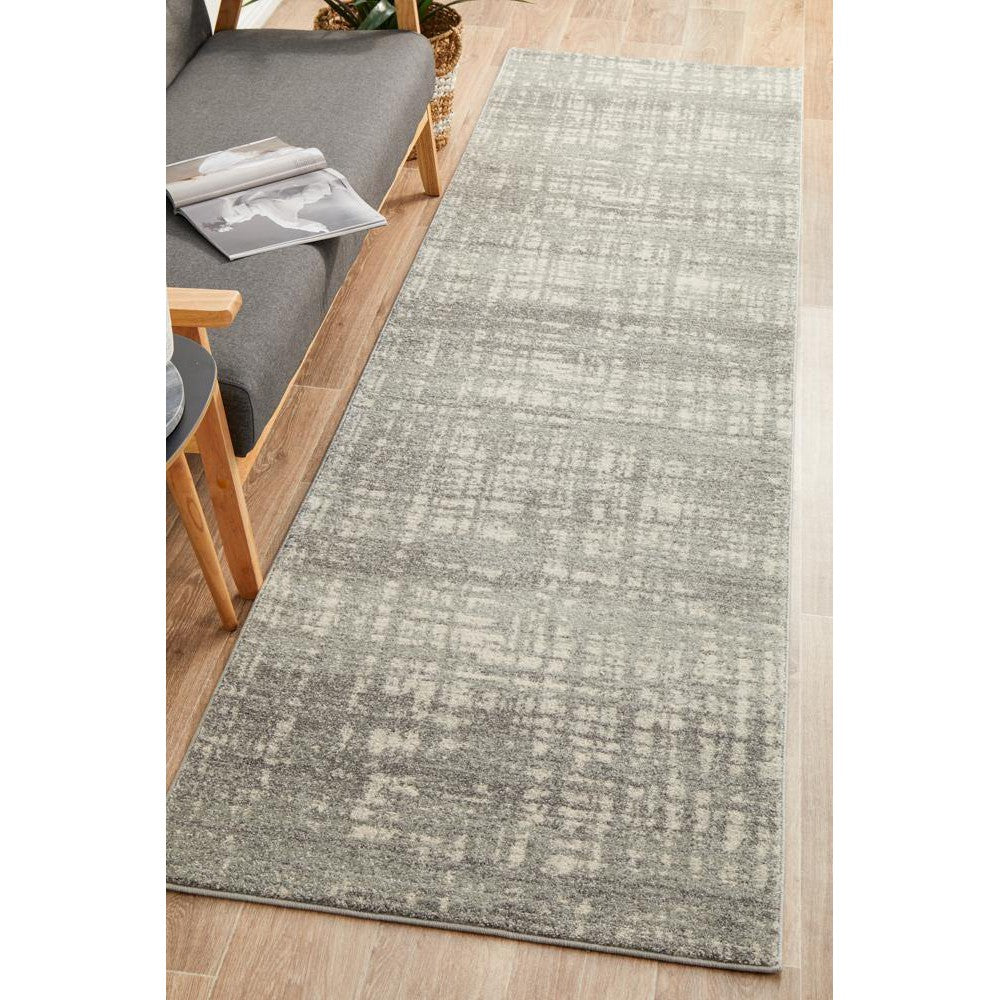 Optica Ashley Abstract Modern Silver Grey Runner Rug