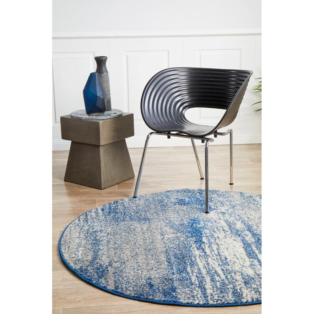 Optica Casandra Dunescape Modern Blue Grey Round Rug