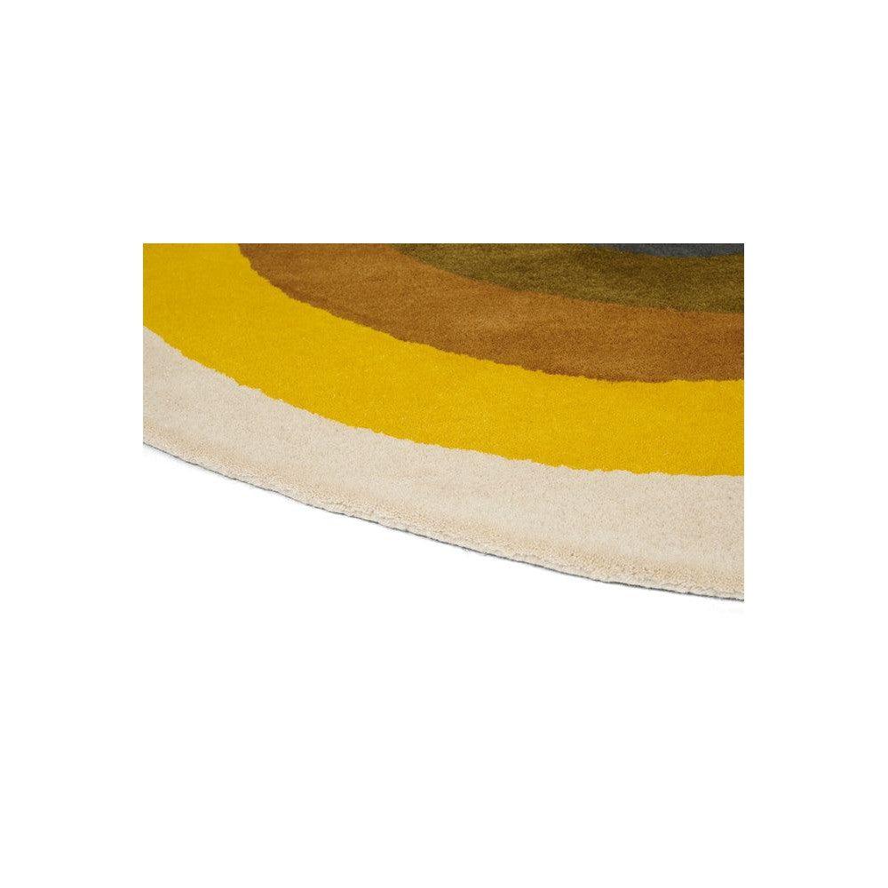Orla Kiely Sunflower Yellow Pure Wool Designer Round Rug