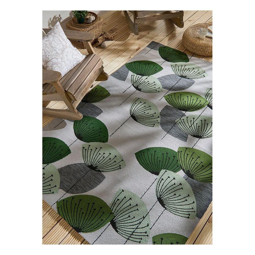 Sanderson Dandelion Clocks Botanical Green Outdoor Designer Rug