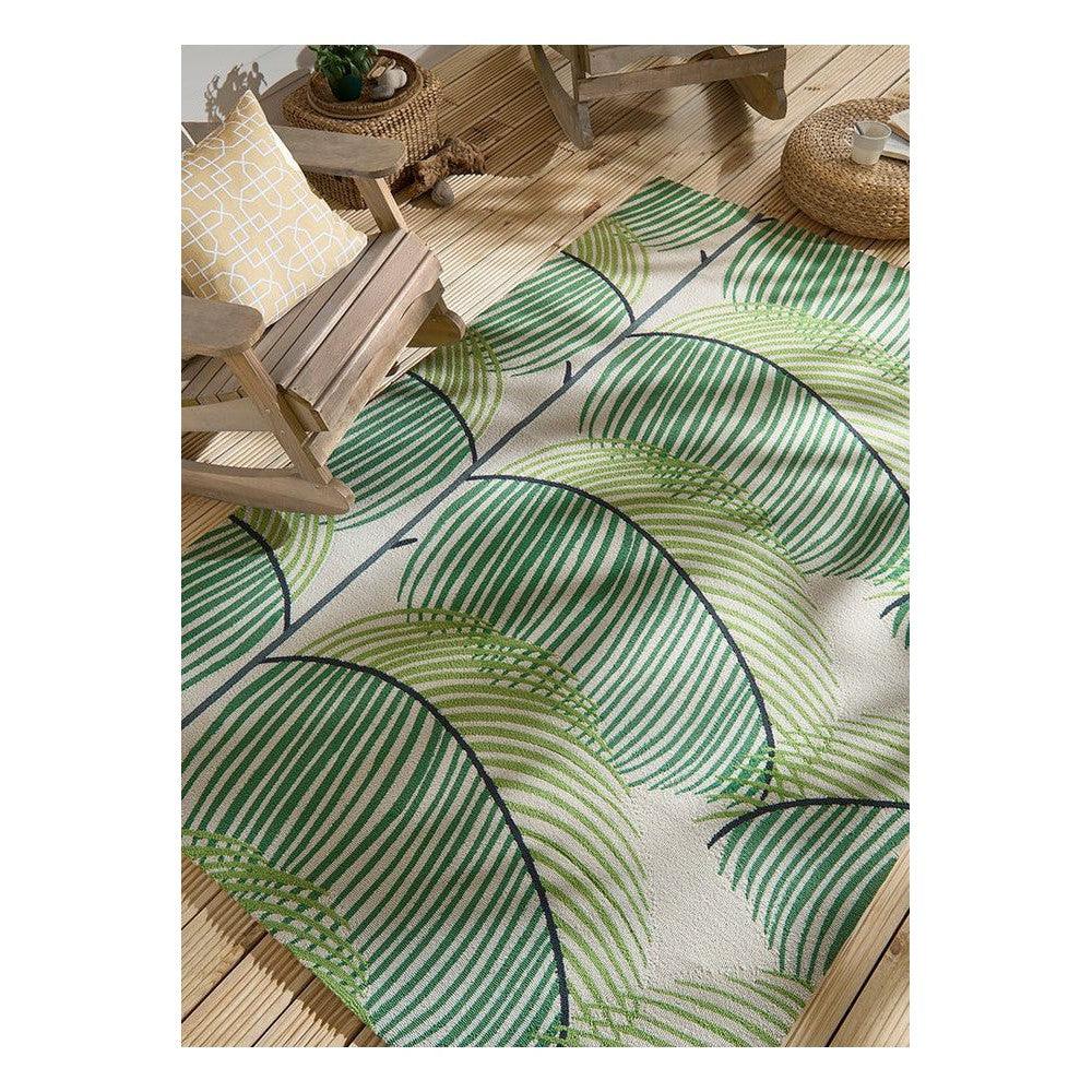 Sanderson Manila Leaf Botanical Green Outdoor Designer Rug