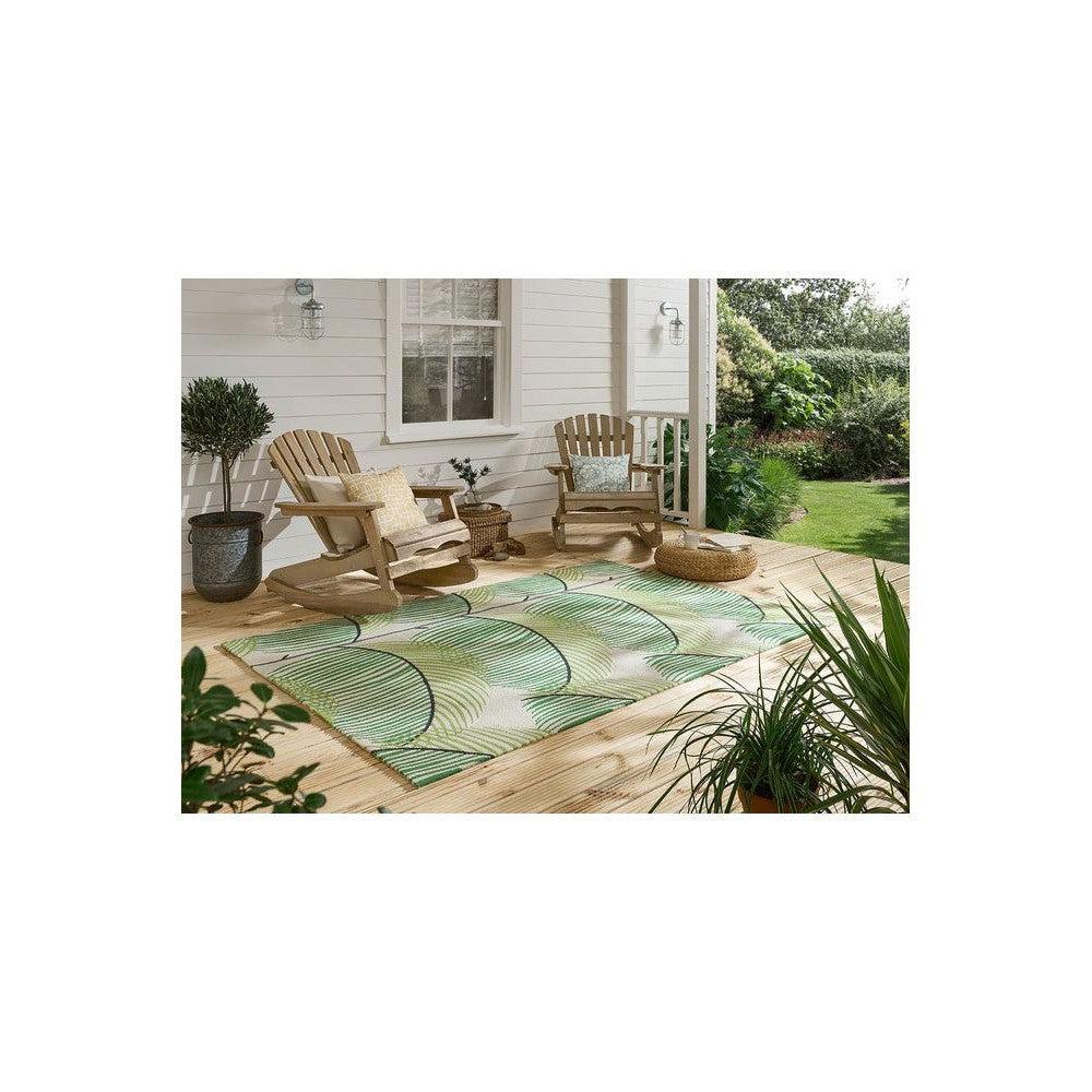 Sanderson Manila Leaf Botanical Green Outdoor Designer Rug