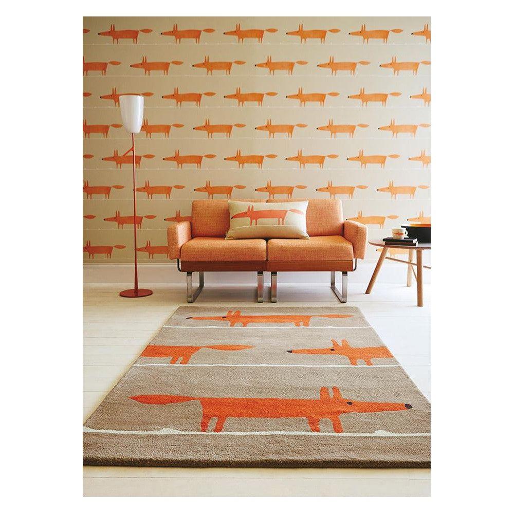 Scion Mr Fox Rug Cinnamon Pure Wool Designer Rug