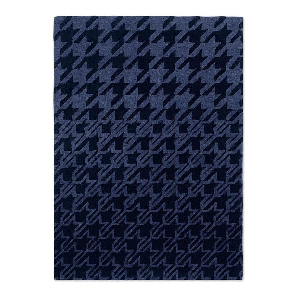 Ted Baker Houndstooth Dark Blue Pure Wool Designer Rug