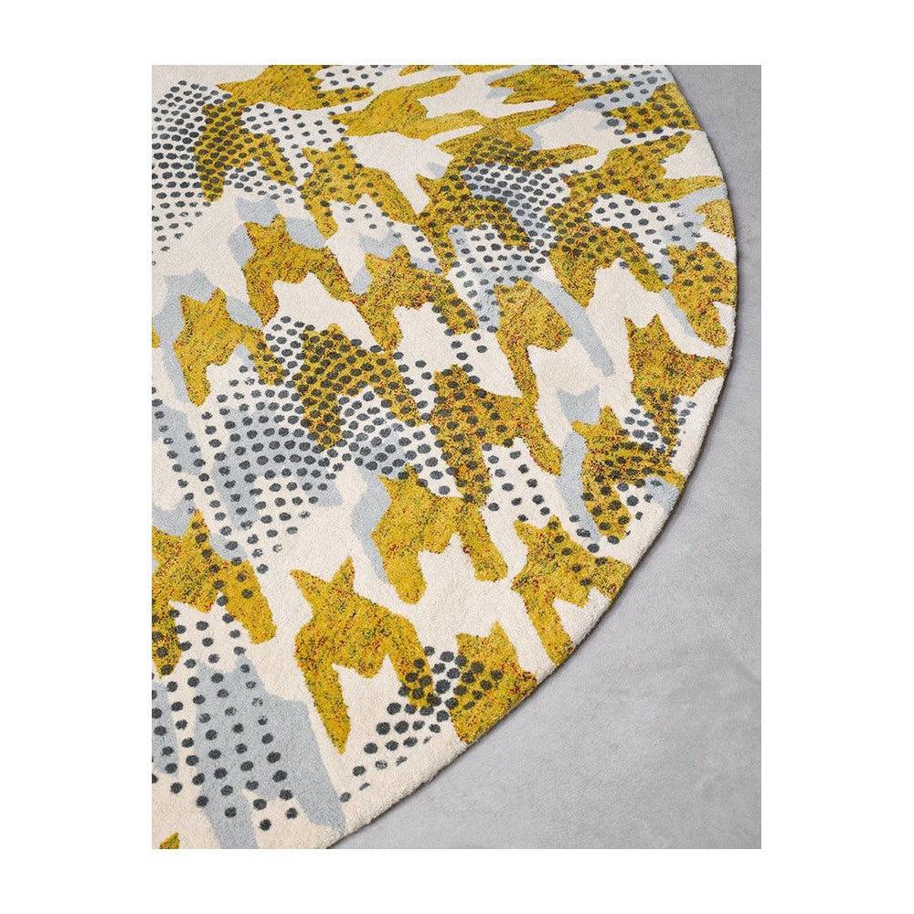 Ted Baker Ivory Atlas Ochre Round Wool Designer Rug