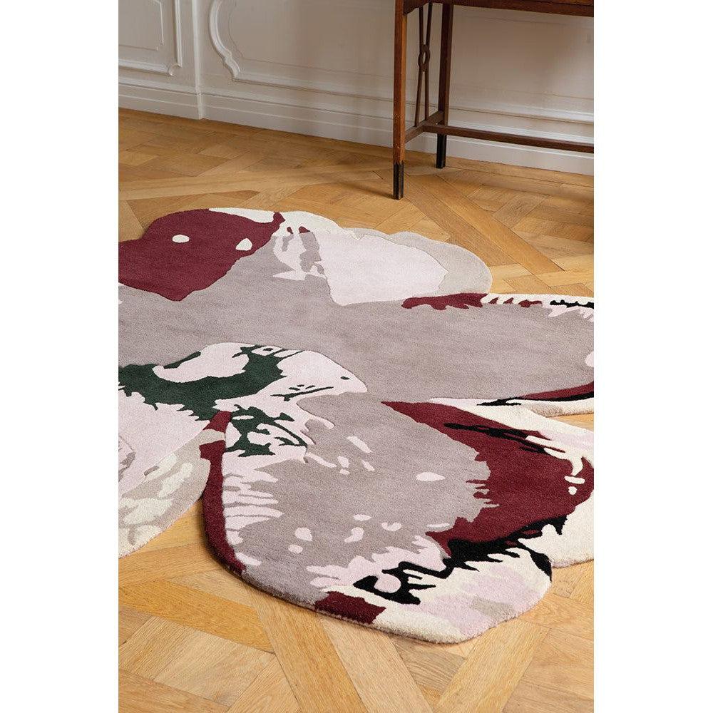 Ted Baker Shaped Magnolia Burgundy Pure Wool Designer Round Rug
