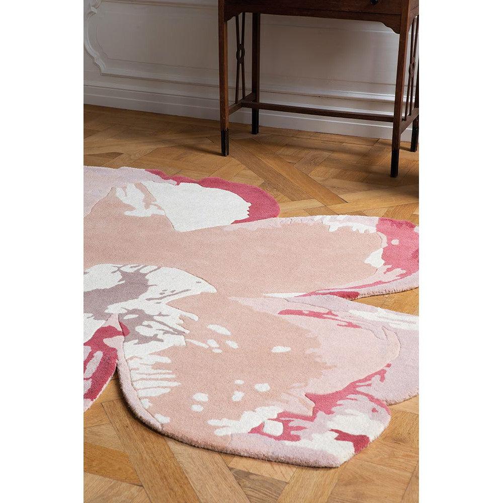 Ted Baker Shaped Magnolia Light Pink Pure Wool Designer Round Rug