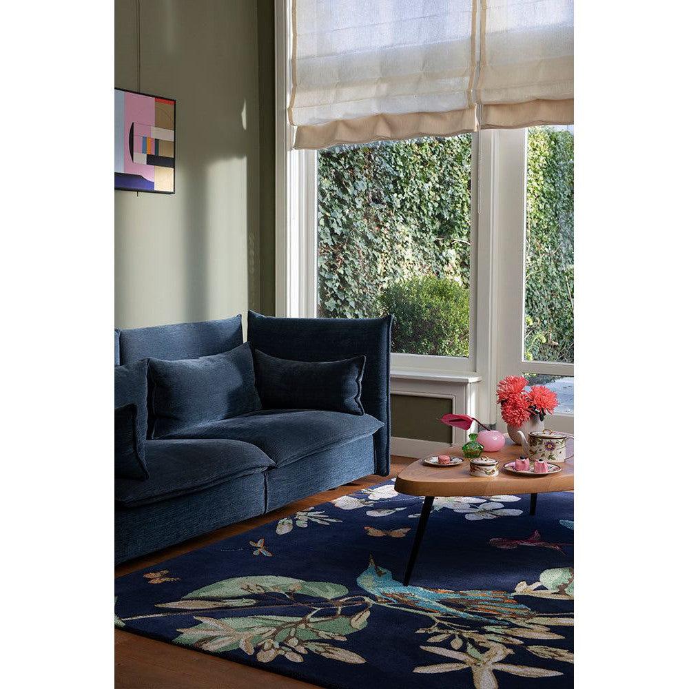 Wedgwood Hummingbird Navy Wool & Viscose Designer Rug